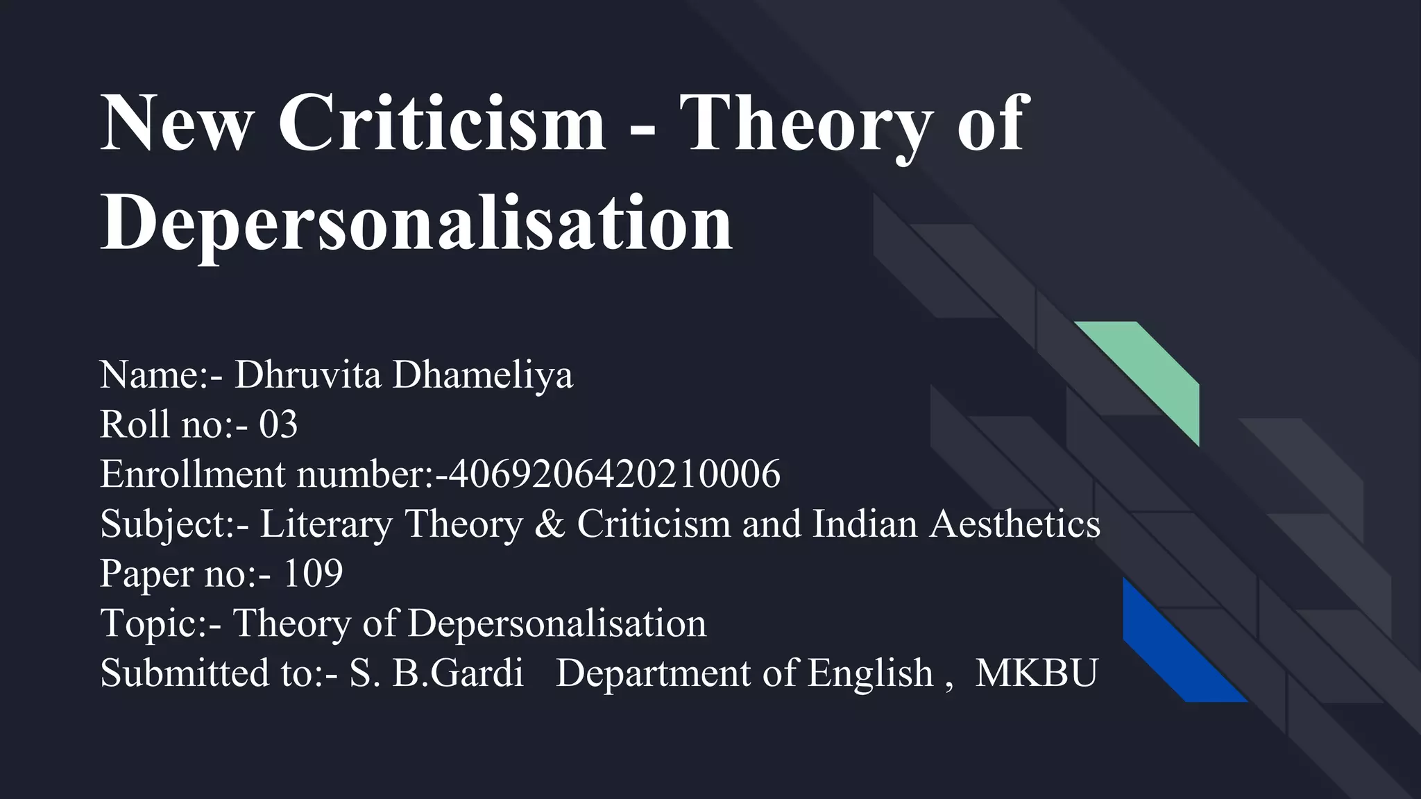 Theory of Depersonalization | PPTX
