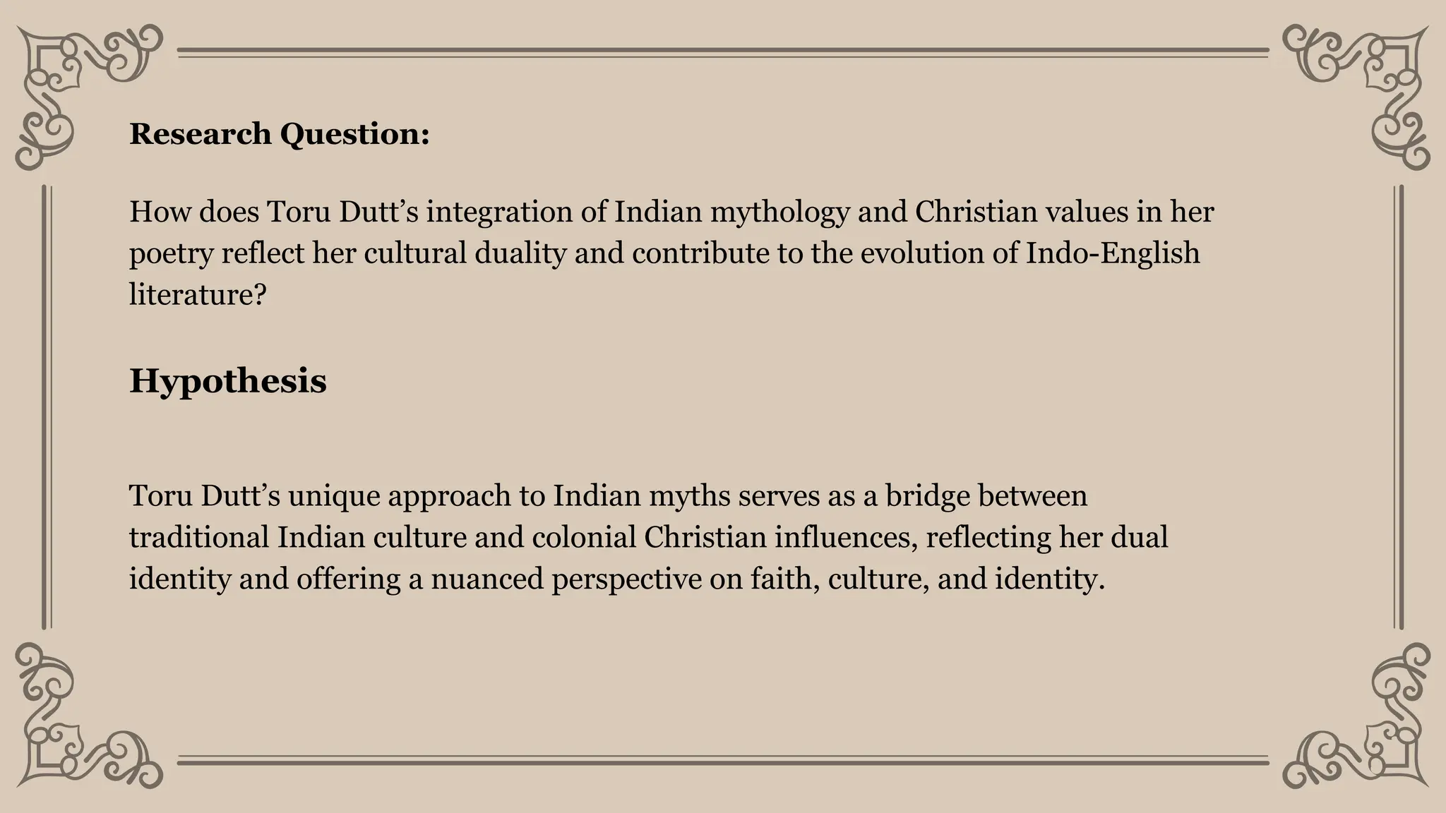 “Toru Dutt’s Approach to Indian Myths: Bridging Faith, Culture, and ...