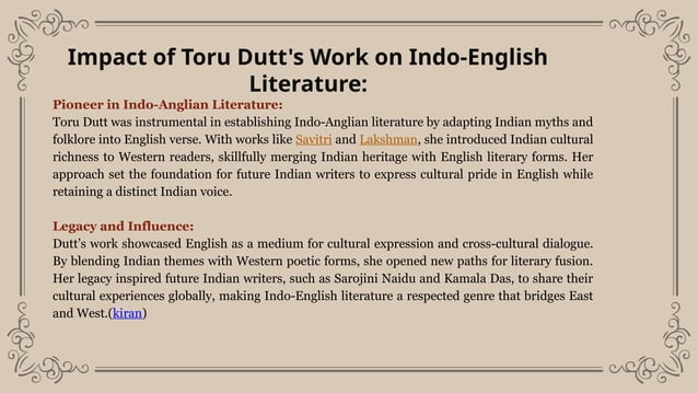 “Toru Dutt’s Approach to Indian Myths: Bridging Faith, Culture, and ...