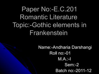 Gothic elements in Frankenste | PPT