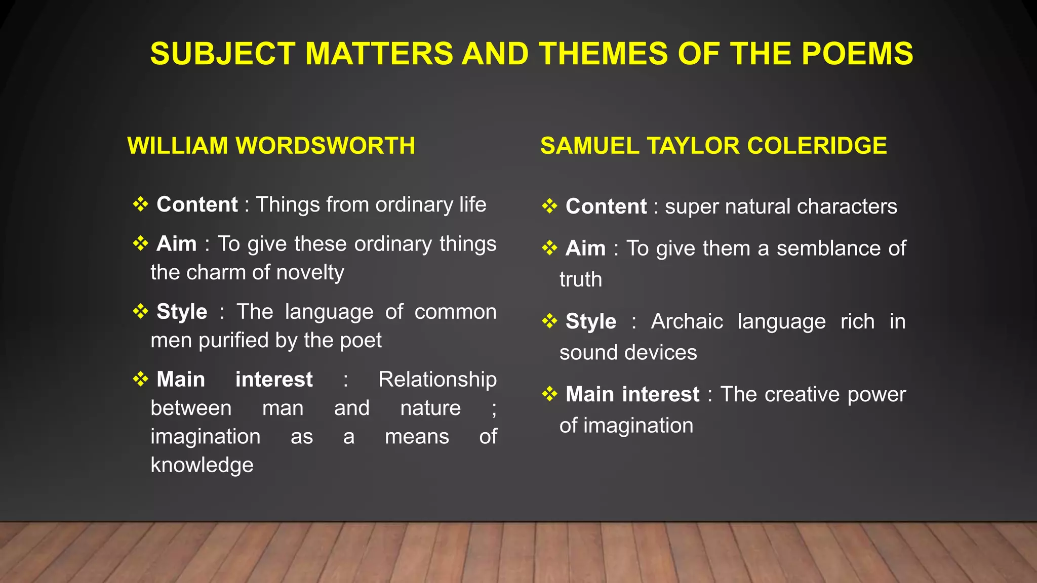 Paper no 3 Topic : Difference between Wordsworth and Coleridge | PPT