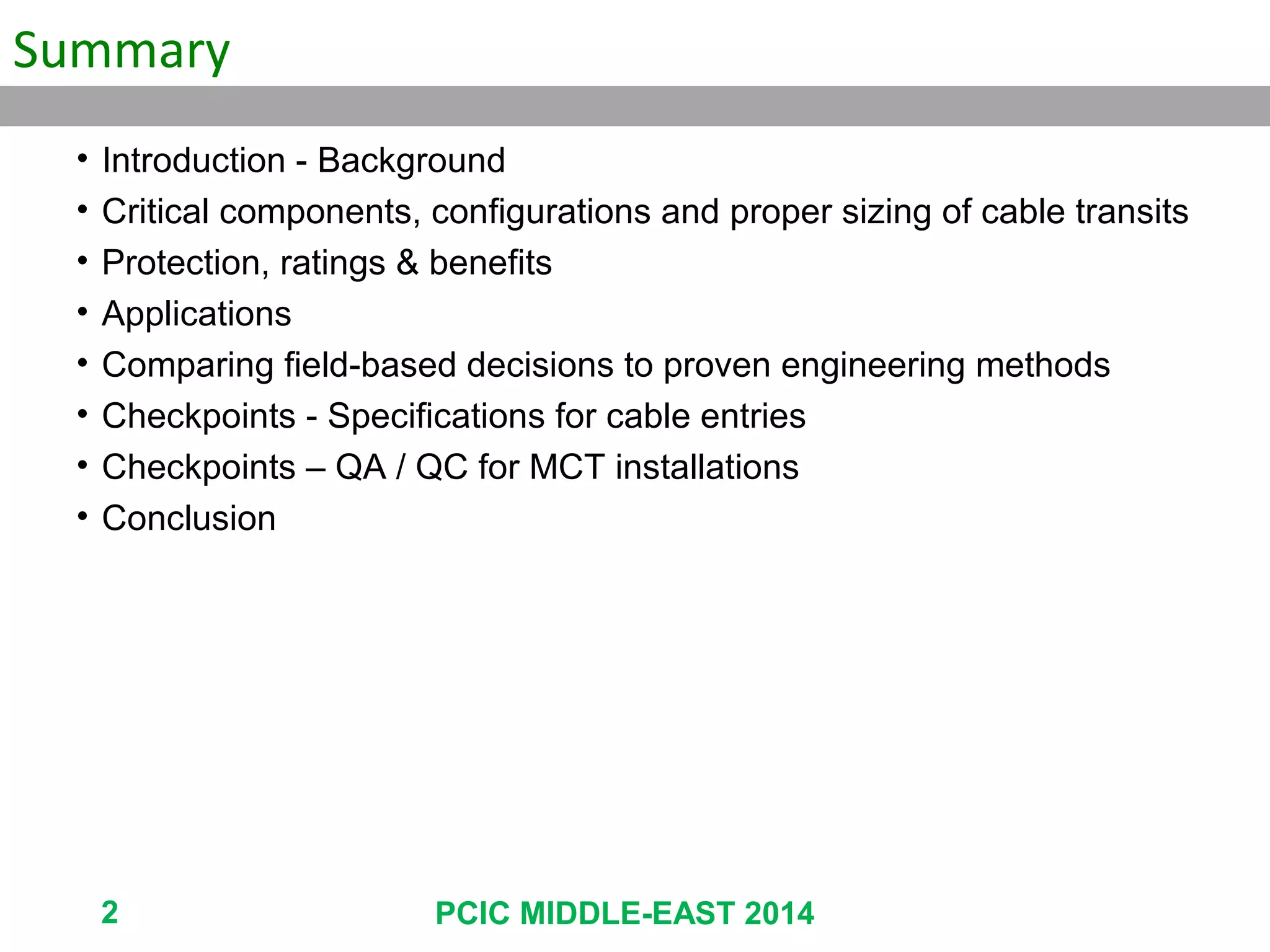 Multi Cable Transit Devices: Applications & Design Methods, PCIC Middle ...