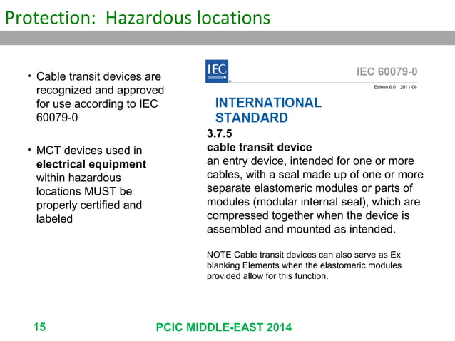 Multi Cable Transit Devices: Applications & Design Methods, PCIC Middle ...