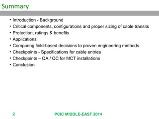 Multi Cable Transit Devices: Applications & Design Methods, PCIC Middle ...