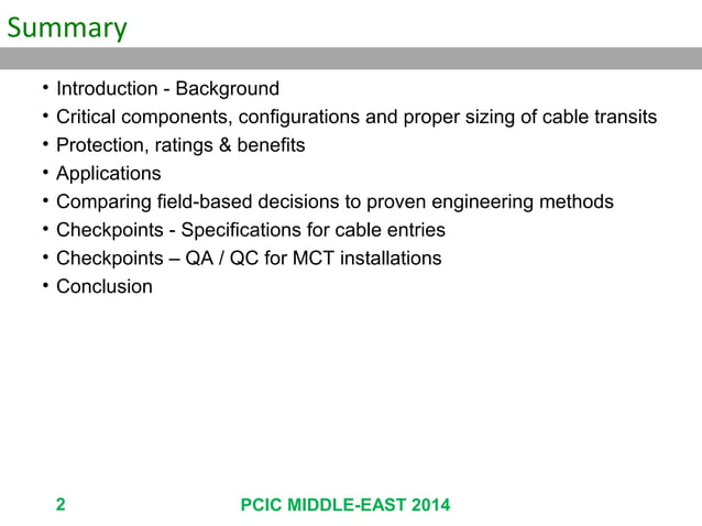 Multi Cable Transit Devices: Applications & Design Methods, PCIC Middle ...