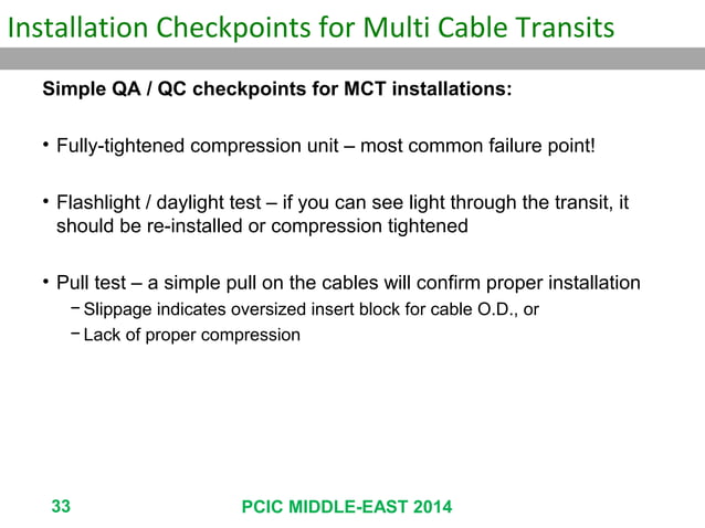 Multi Cable Transit Devices: Applications & Design Methods, PCIC Middle ...