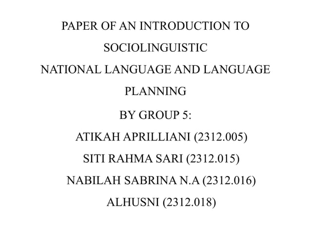Paper of an introduction to sociolinguistic | PPTX
