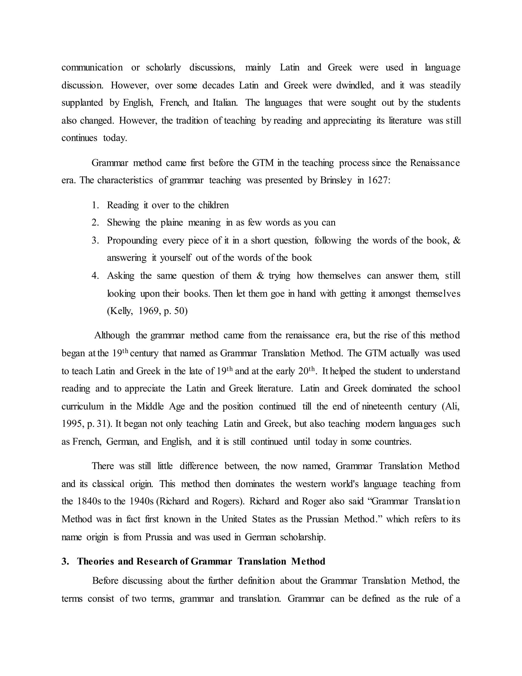 The Teaching of Reading and Writing using Grammar Translation Method | DOCX