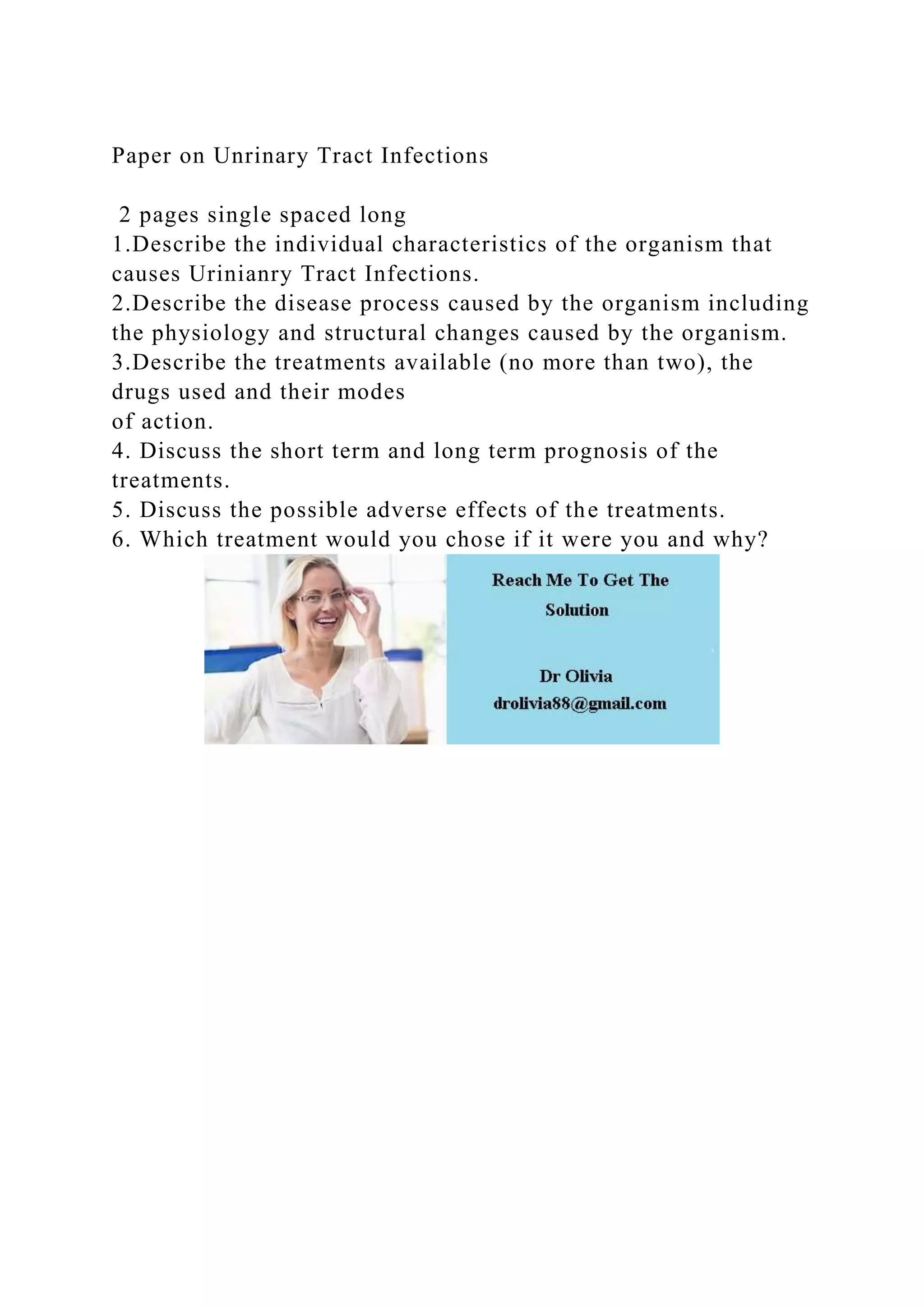 Paper on Unrinary Tract Infections 2 pages single spaced long1.docx