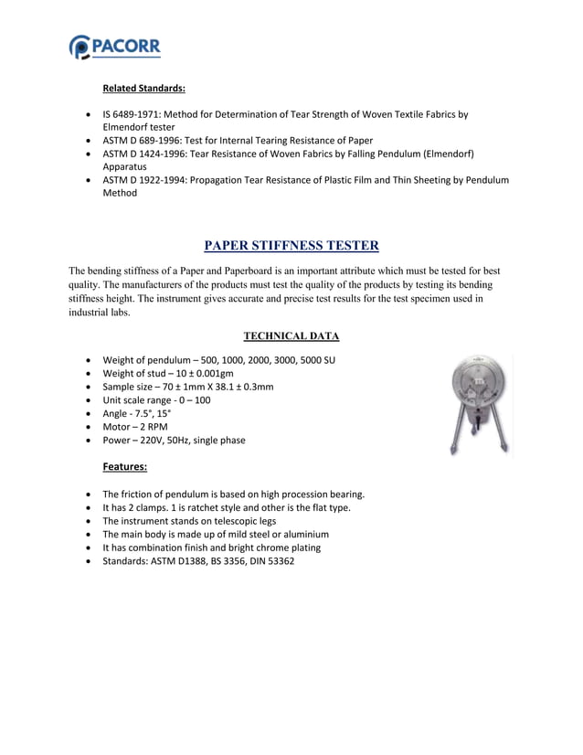 Paper packaging testing instruments | PDF