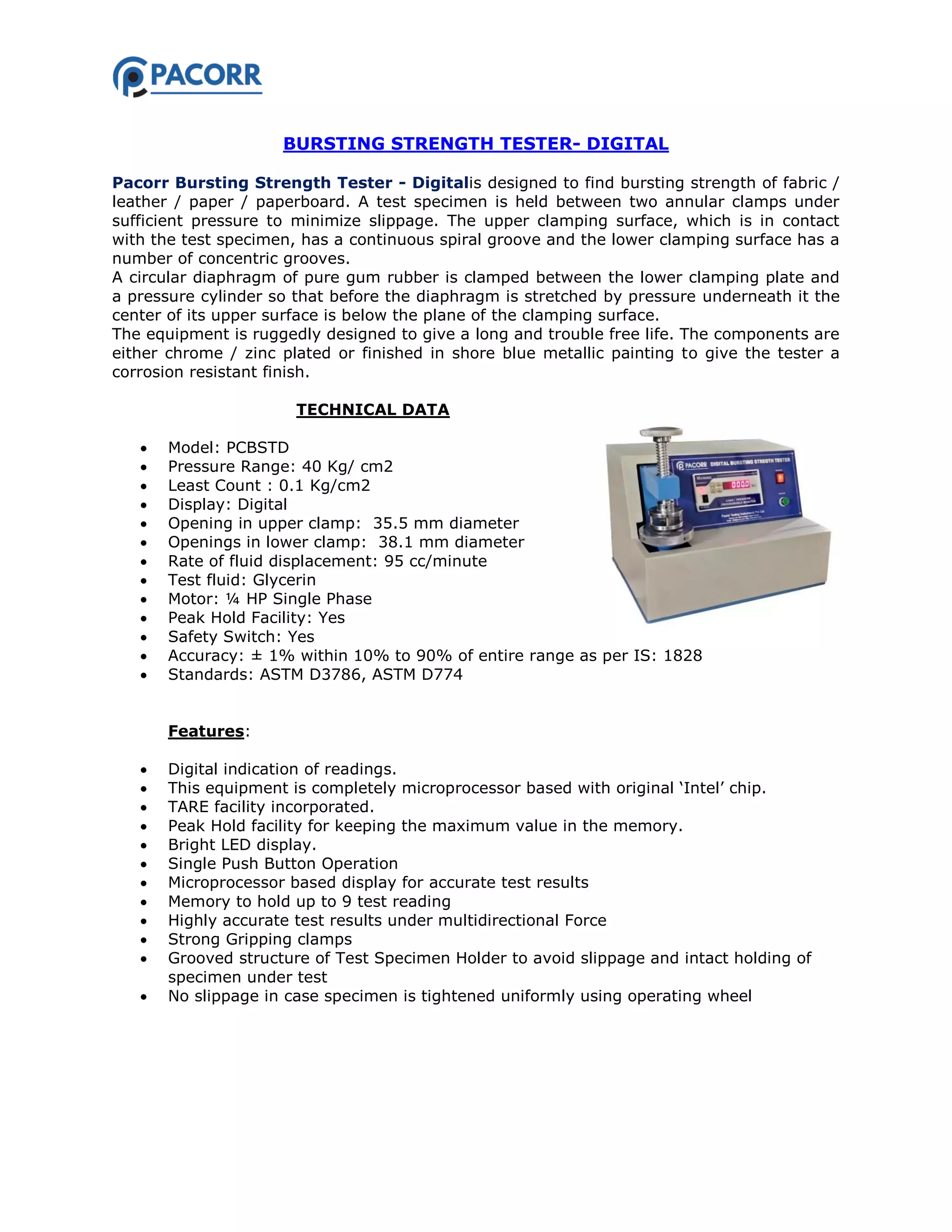 Paper and Packaging Testing Instruments | PDF