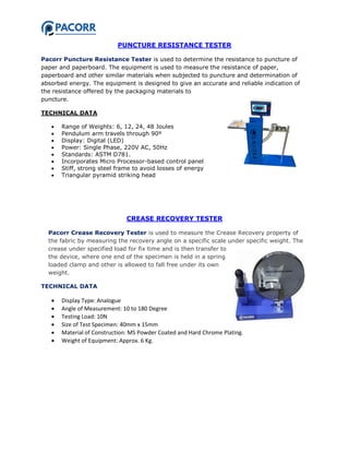 Paper and Packaging Testing Instruments | PDF