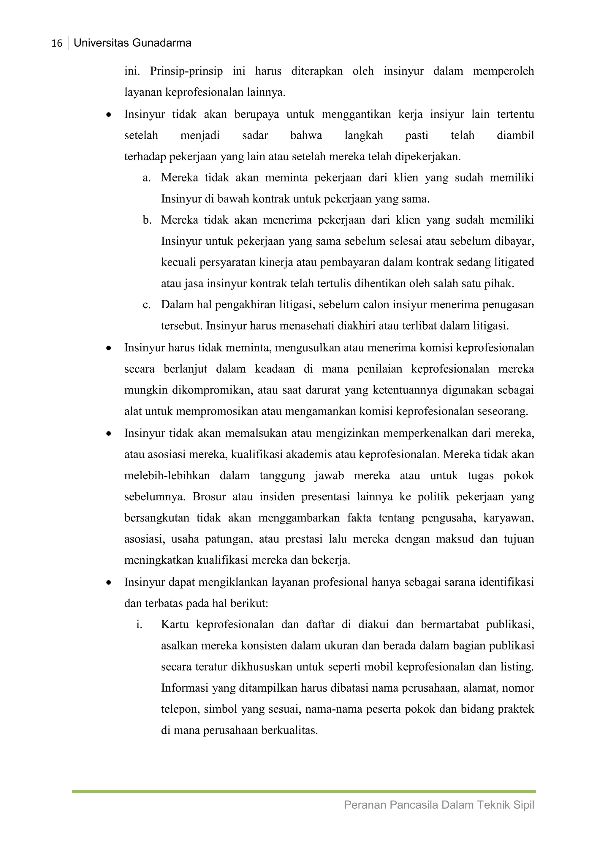 Peranan Pancasila dalam Teknik Sipil | DOCX