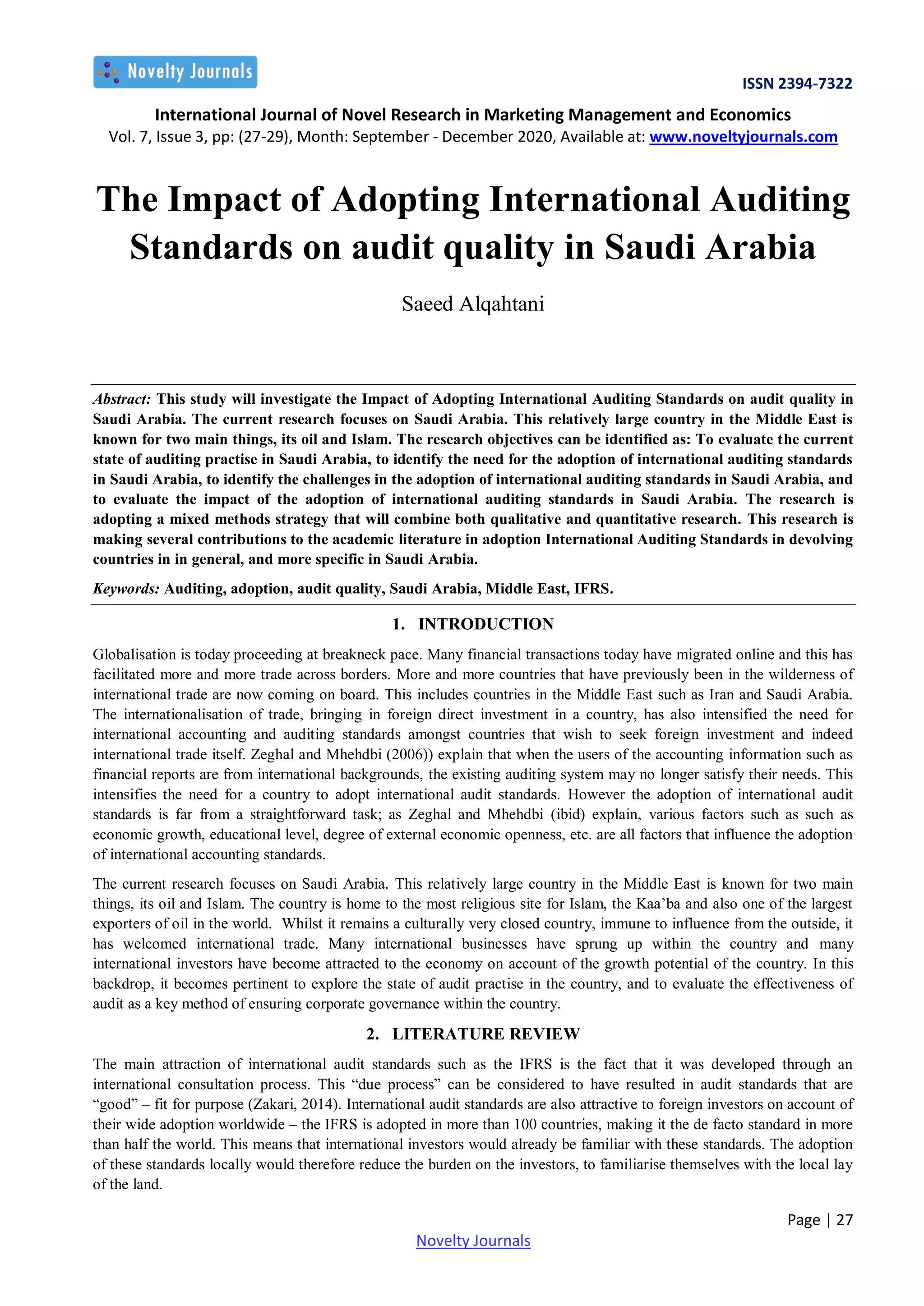 The Impact of Adopting International Auditing Standards on audit ...