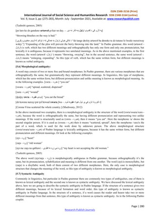 Lexical Ambiguity and its types in Pashto Language | PDF