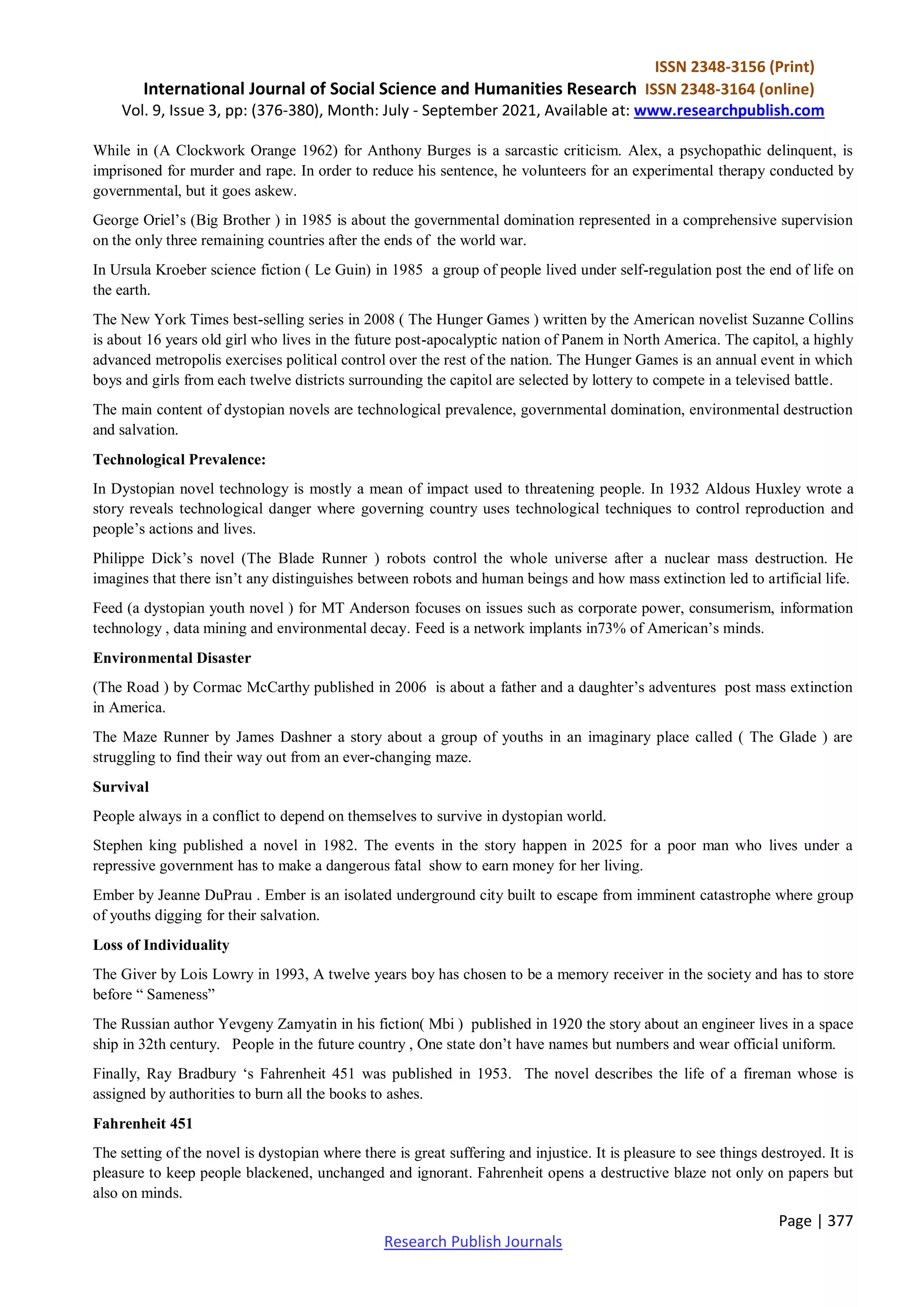 Fahrenheit 451: Dystopia in English Literature (The Conflict between ...