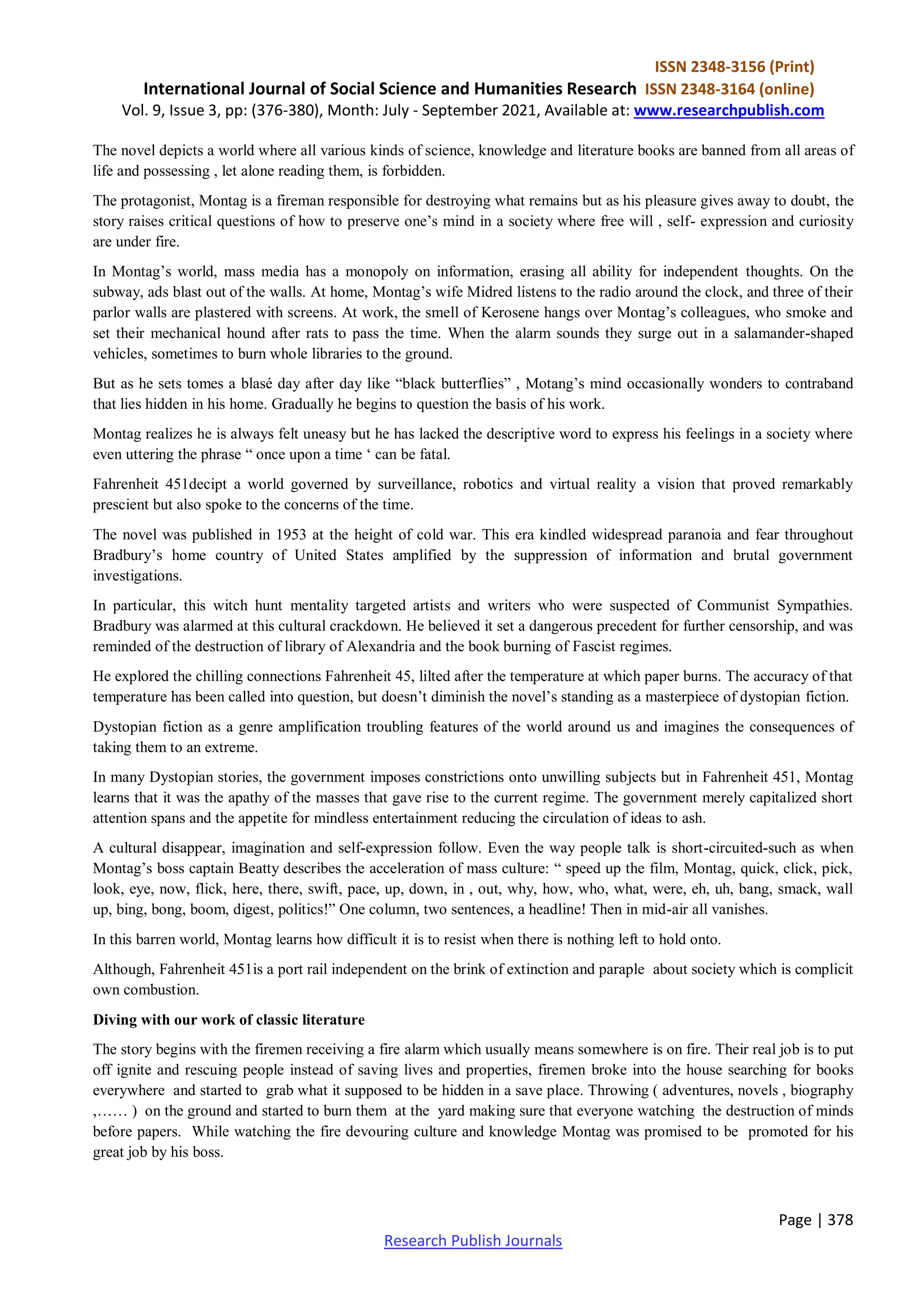 Fahrenheit 451: Dystopia in English Literature (The Conflict between ...