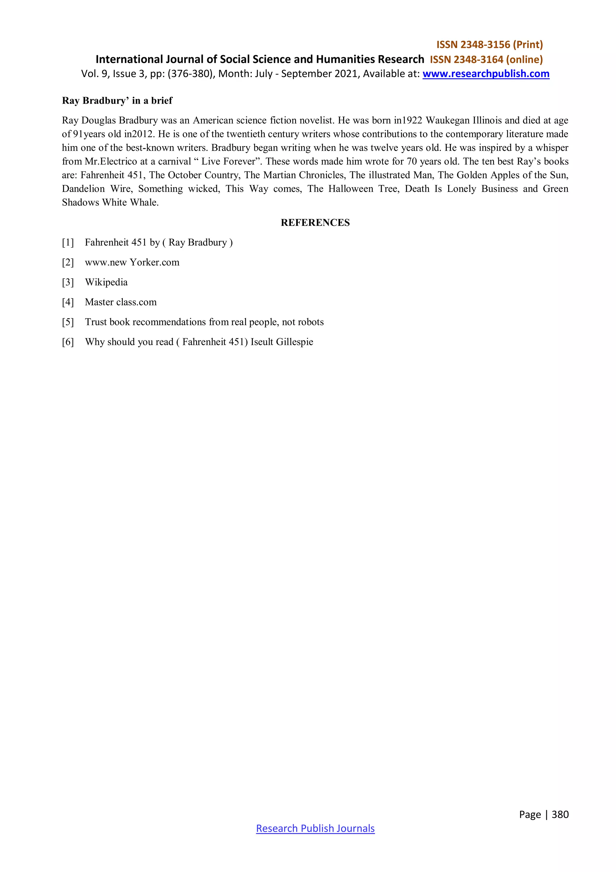 Fahrenheit 451: Dystopia in English Literature (The Conflict between ...