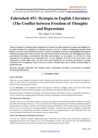 Fahrenheit 451: Dystopia in English Literature (The Conflict between ...