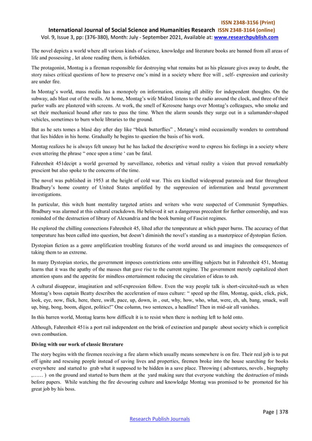 Fahrenheit 451: Dystopia in English Literature (The Conflict between ...