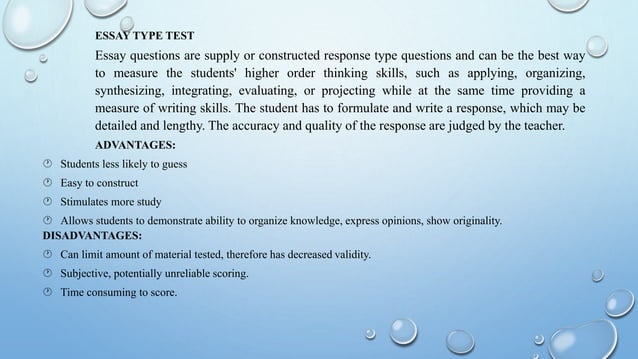 Paper pencil testing selection type items and supply type items | PPTX