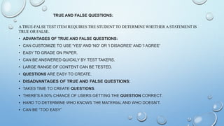 Paper pencil testing selection type items and supply type items | PPTX