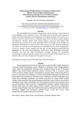 Pohon-pohon Penghasil Damar di Sumatera Bagian Utara | PDF