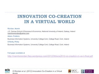 Innovation Co-Creation in a Virtual World | PPT