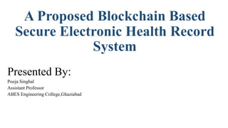 A Proposed Blockchain Based Secure Electronic Health Record System | PPTX