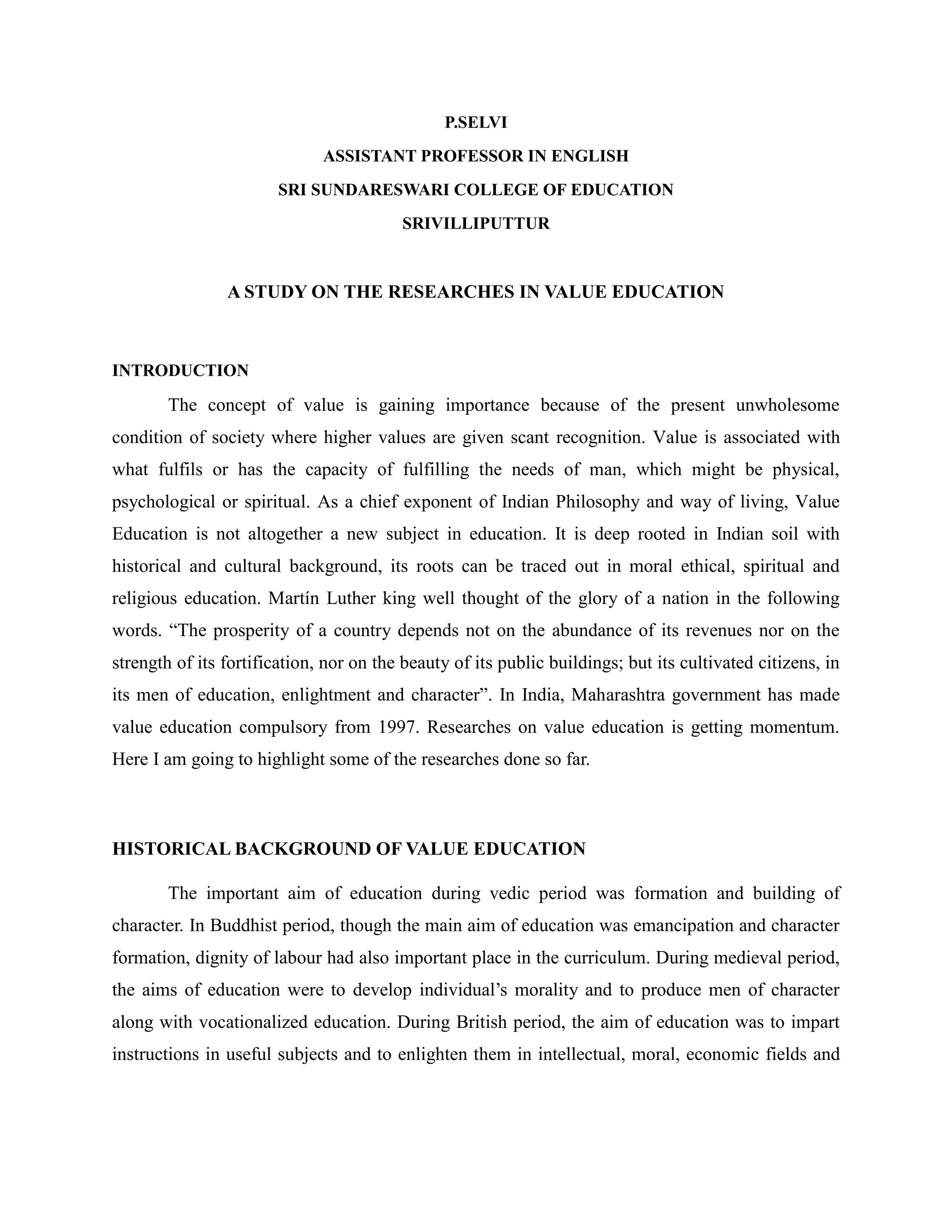 Paper presentation --------value education | DOCX