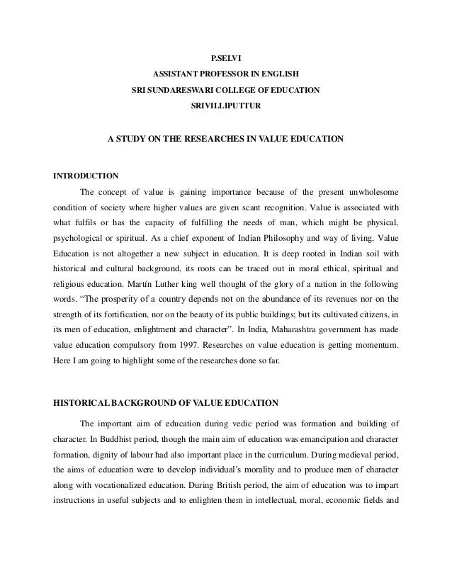 Paper presentation --------value education