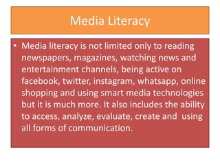 Media literacy an effective tool for good governance | PPTX