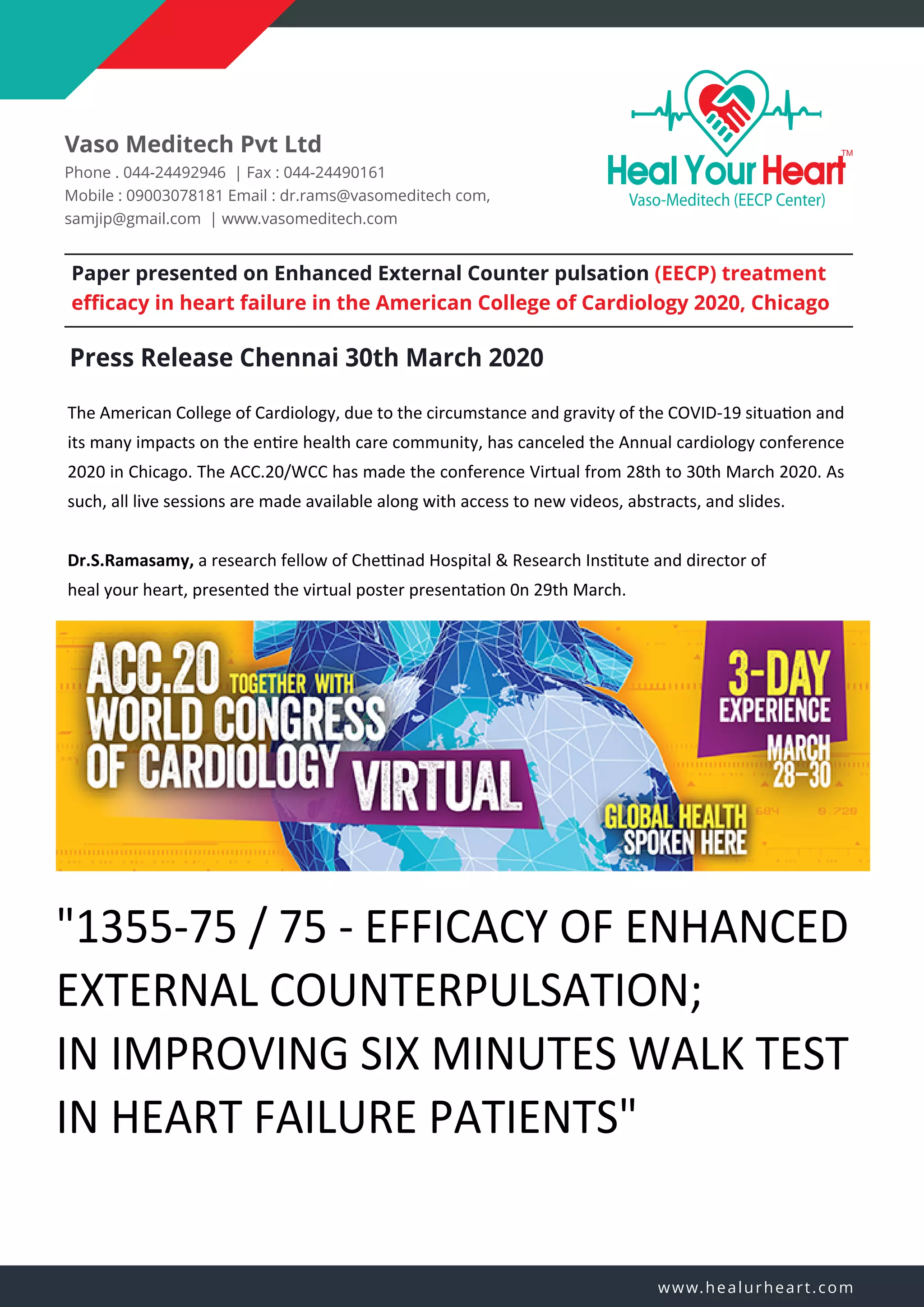 Paper Presented On EECP Treatment Efficacy In Heart Failure In The ...
