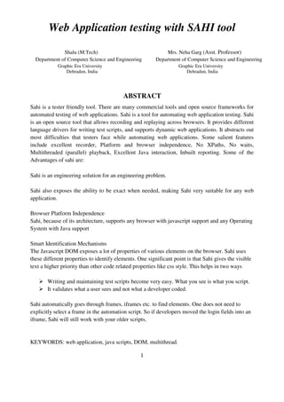 Paper published on web application testing with sahi tool | PDF