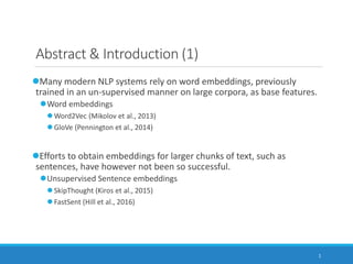 [Paper Reading] Supervised Learning of Universal Sentence Representations from Natural Language ...