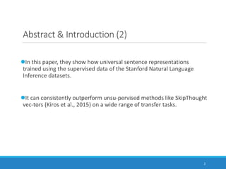 [Paper Reading] Supervised Learning of Universal Sentence Representations from Natural Language ...