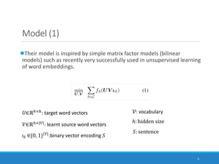 [Paper Reading] Unsupervised Learning of Sentence Embeddings using Compositional n-Gram Features ...