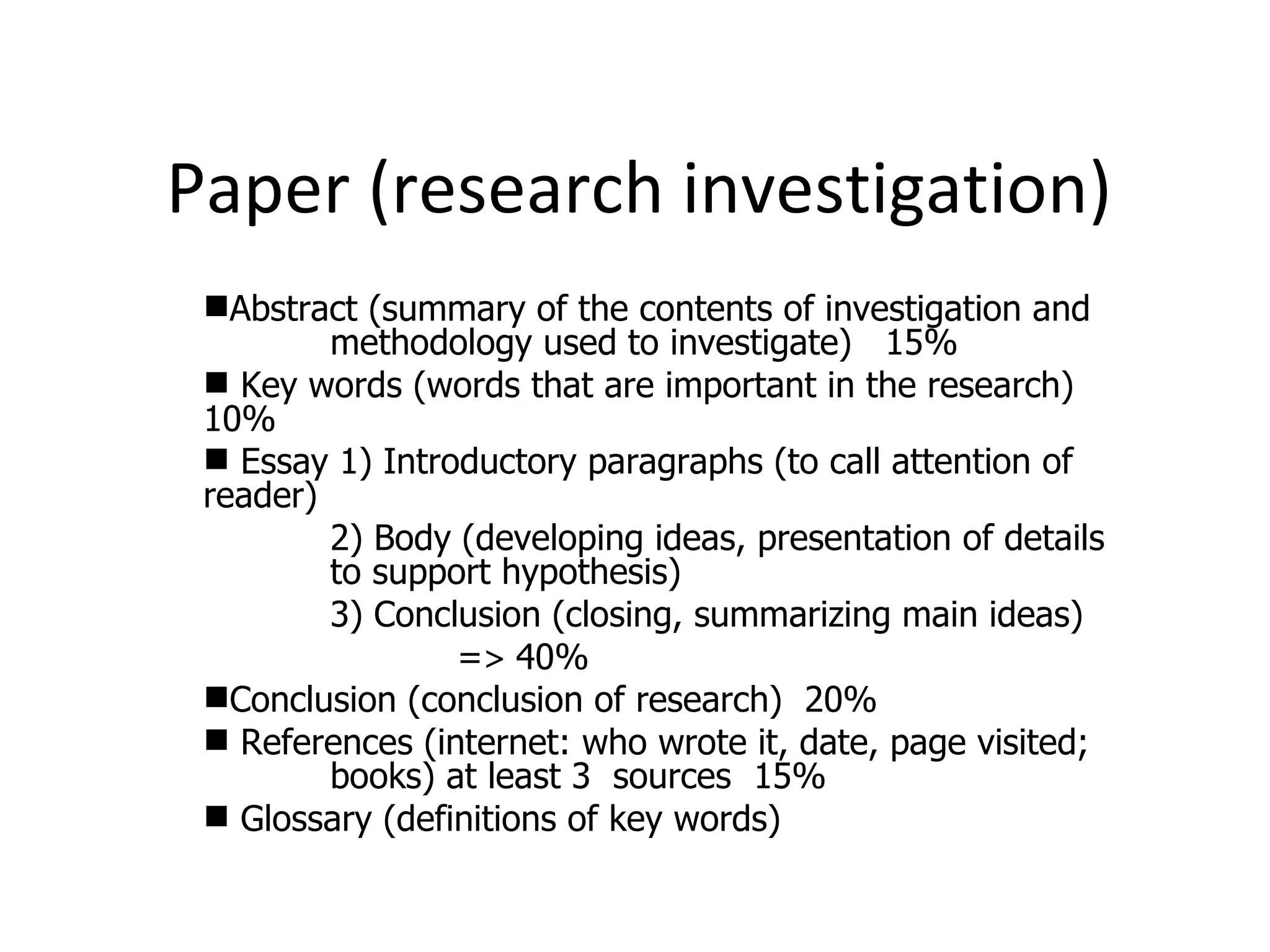 Paper (Research Investigation) | PPT