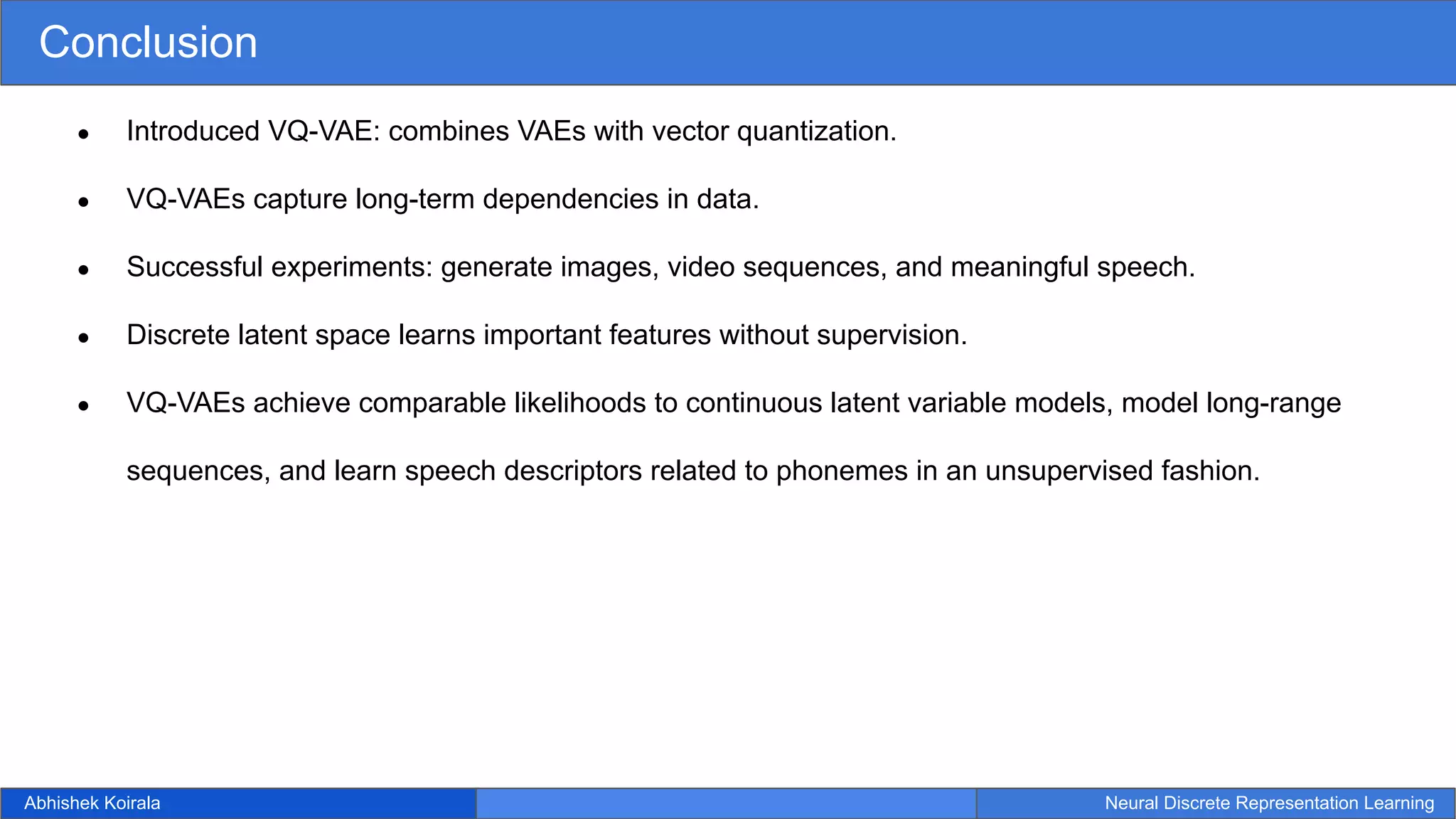 Neural Discrete Representation Learning - A paper review | PDF