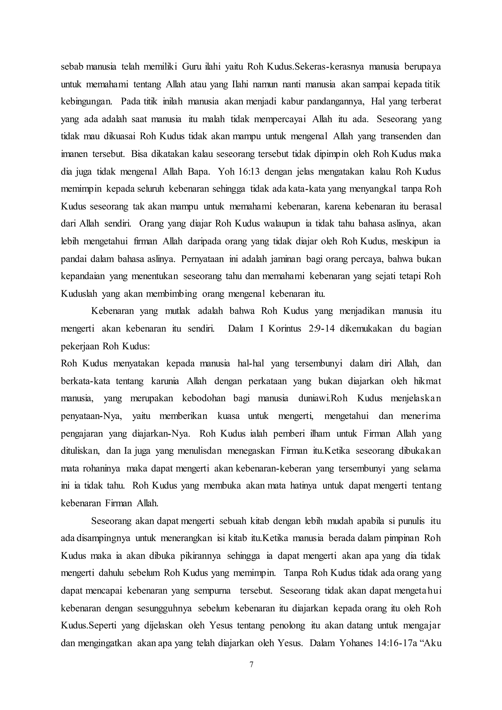 Paper Peran Roh Kudus di dalam Gereja dan Buah Roh | PDF