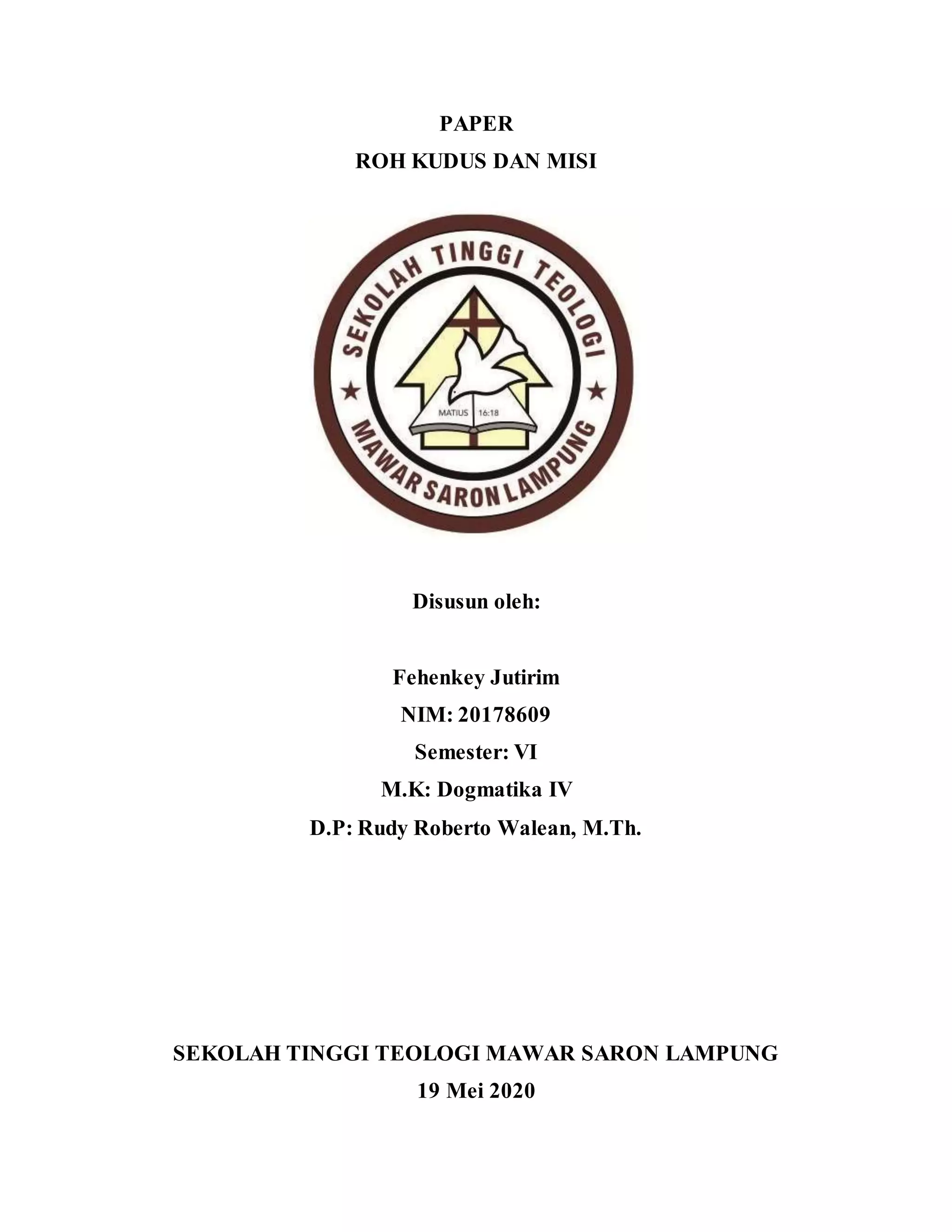 Paper roh kudus dan misi | PDF