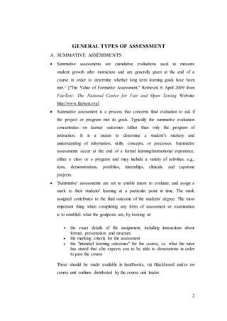 PHYSICS ASSESSMENT General Types of Assessment and The Types of Scales ...