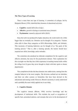 The Three Domains of Educational Activities | PDF