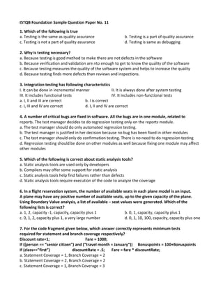 ISTQB Foundation level Sample Paper - Part 3 | PDF