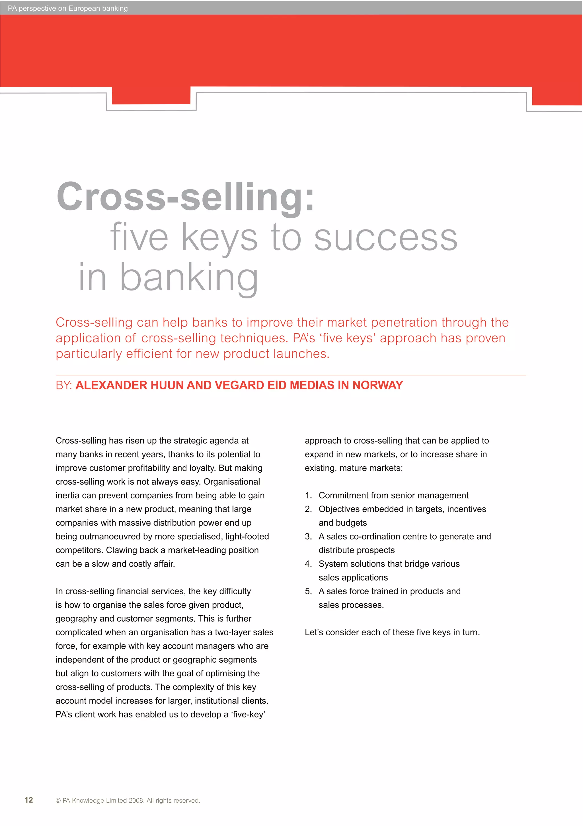 Cross-Selling: five keys to success in banking | PDF