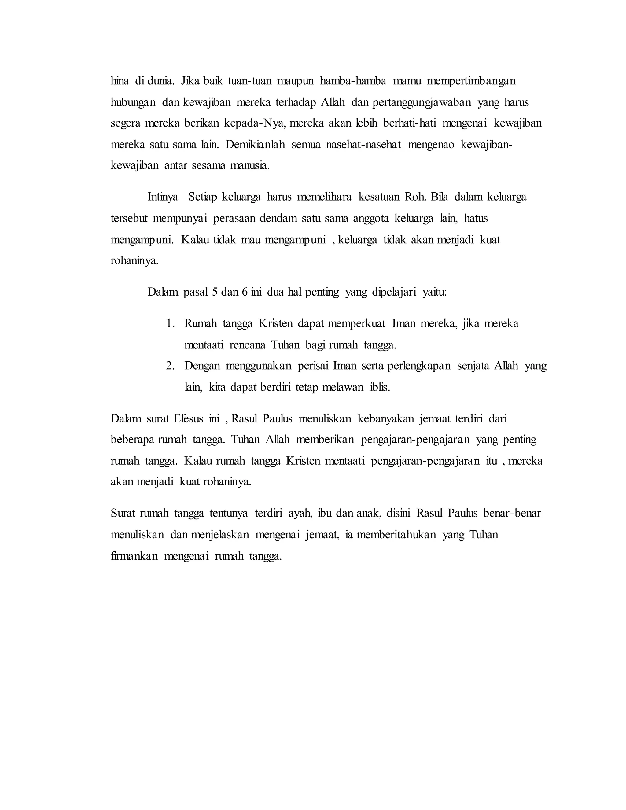 Paper Tafsir Perjanjian Baru, Efesus 6:1-9, Yoshua Nickson Sina | PDF