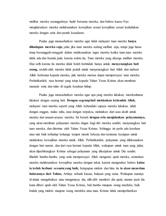 Paper Tafsir Perjanjian Baru, Efesus 6:1-9, Yoshua Nickson Sina | PDF