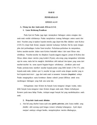 Paper Tafsir Perjanjian Baru, Efesus 6:1-9, Yoshua Nickson Sina | PDF