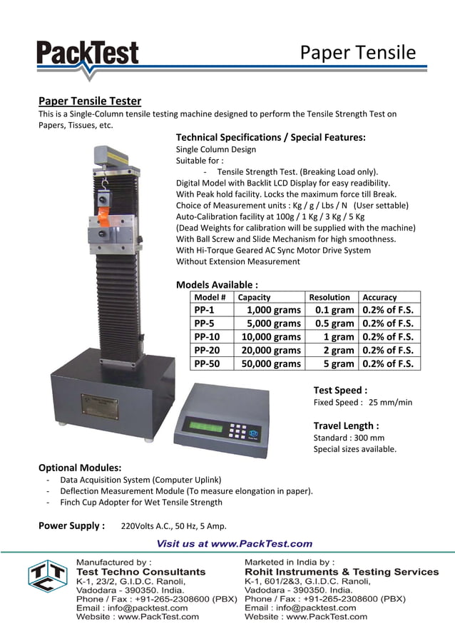 Paper tensile tester | PDF