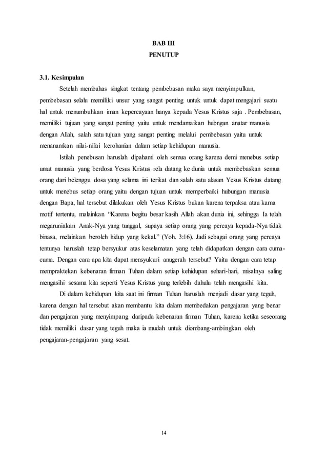Paper teologi perjanjian baru "PENEBUSAN" (Ferdianus Seo) | PDF